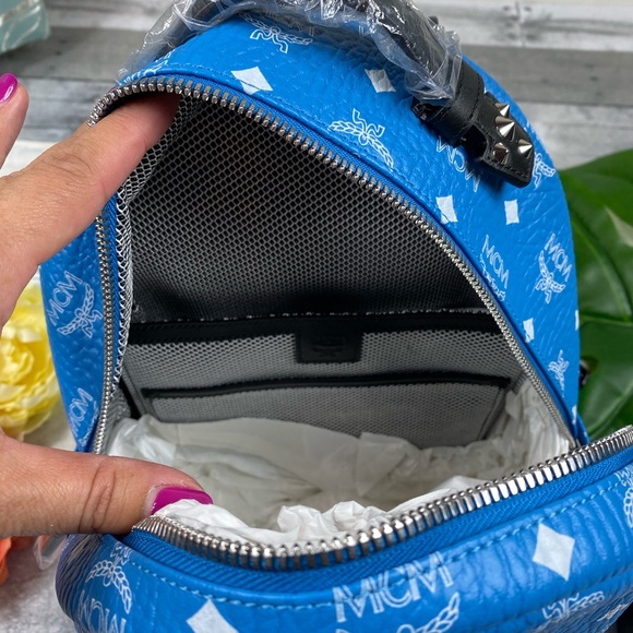 MCM | Bags | Mcm Stark Backpack In Blue Viseto 32 | Poshmark
